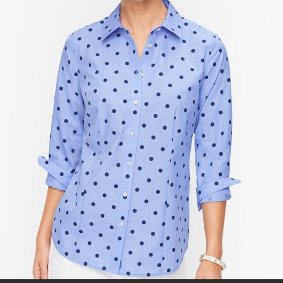 Talbots | Tops | Talbots Cotton Polka Dot Button Down Blouse | Poshmark